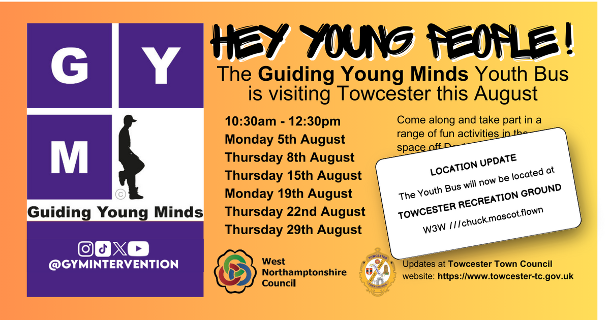 The Guiding Young Minds (GYM) Youth Bus is coming to Towcester this August